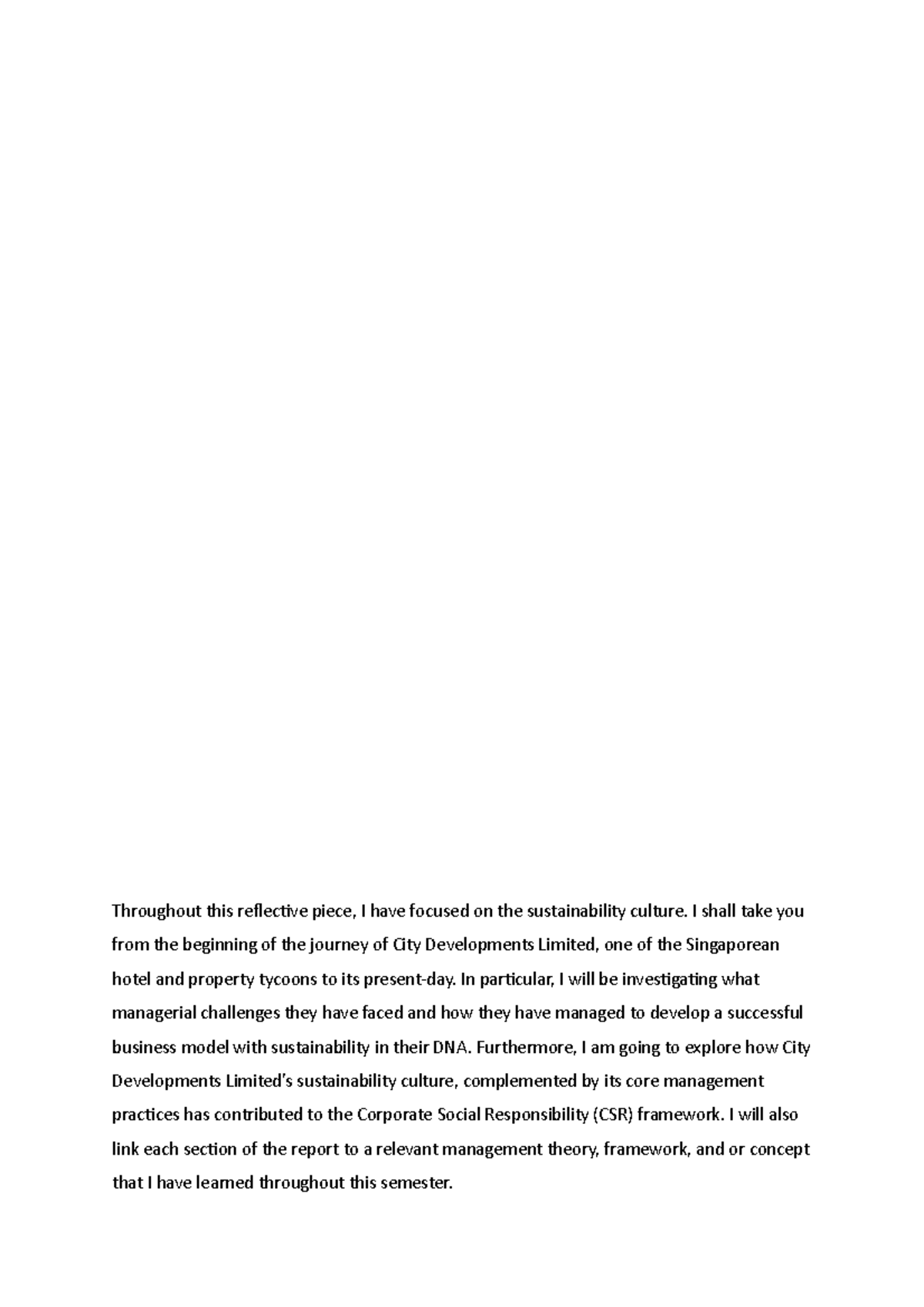 assignment 3 Introduction to management - Throughout this reflective ...