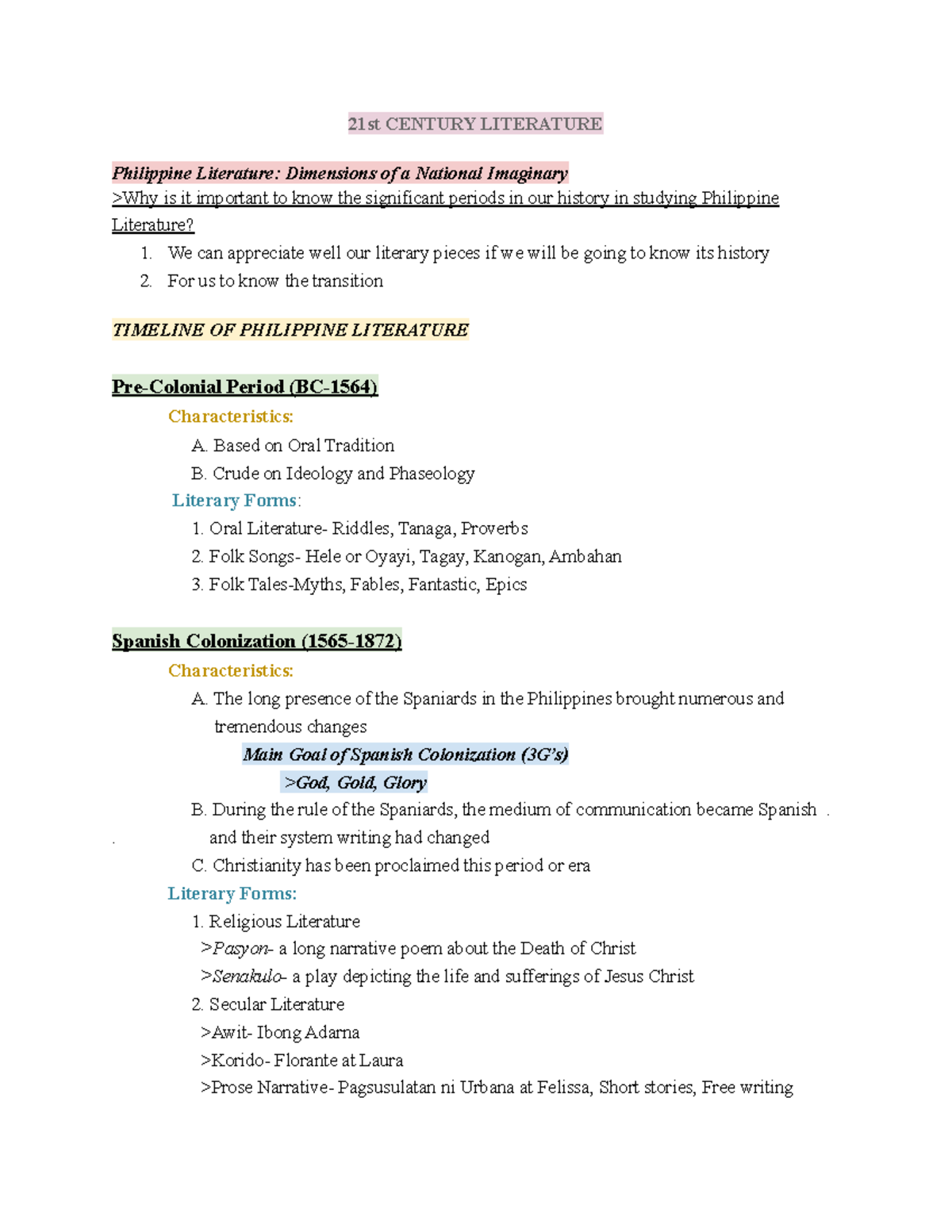 21st C.L- Philippine Literature - 21st CENTURY LITERATURE Philippine ...