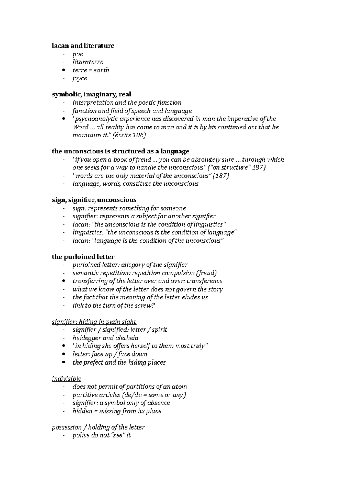 Lacan & The Purloined Letter - lacan and literature - poe - lituraterre ...