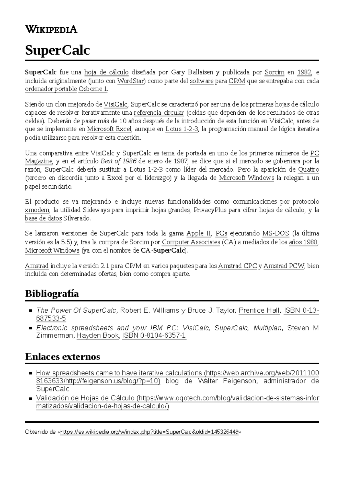 Super Calc - software libre - SuperCalc SuperCalc fue una hoja de ...