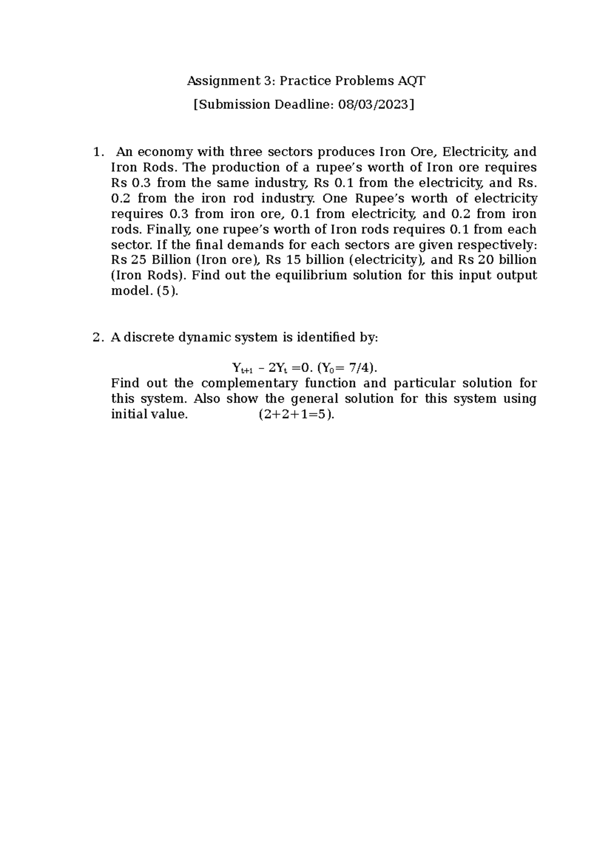 Assignment 3.AQT - Assignment 3: Practice Problems AQT [Submission ...