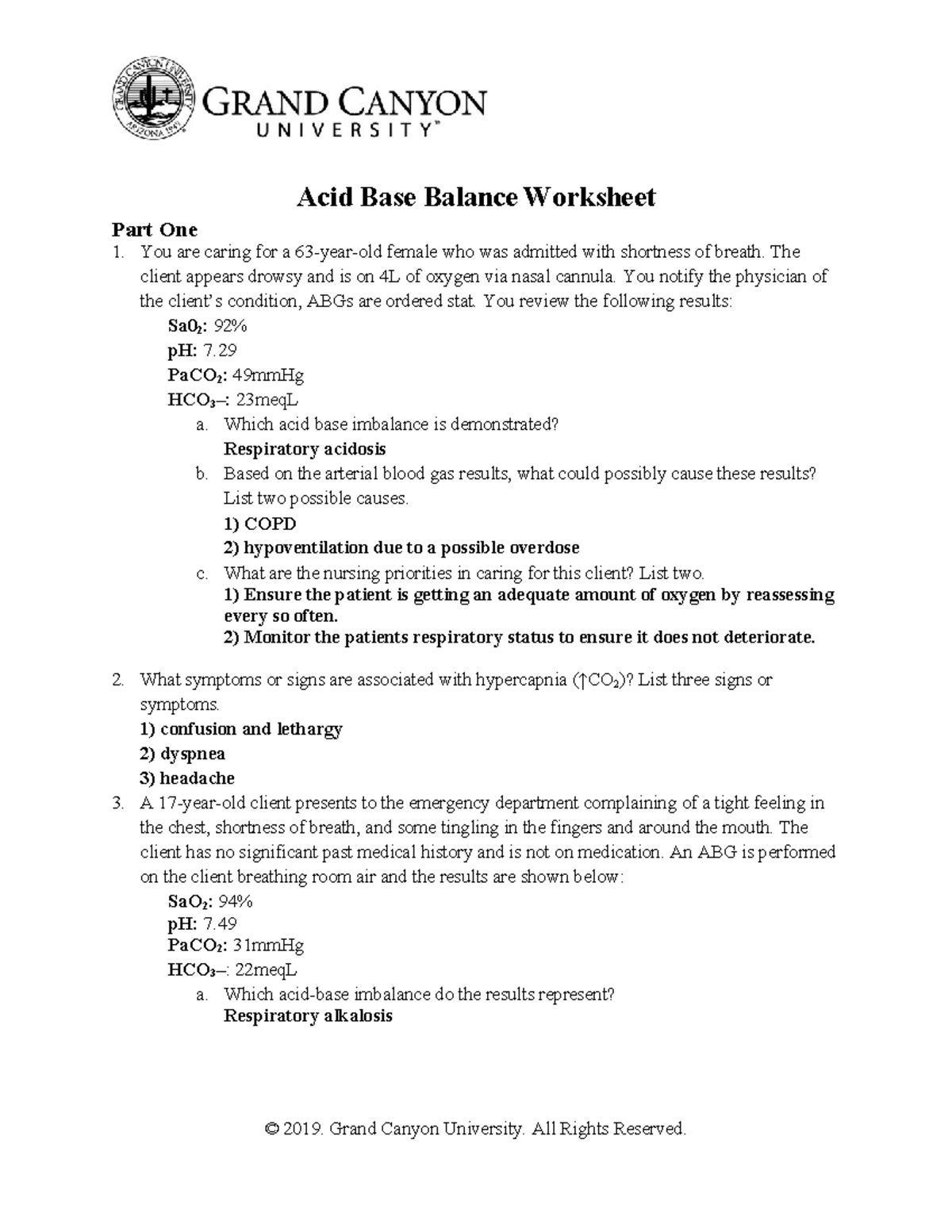 NSG-320 Acid Base Balance Worksheet - Acid Base Balance Worksheet Part ...