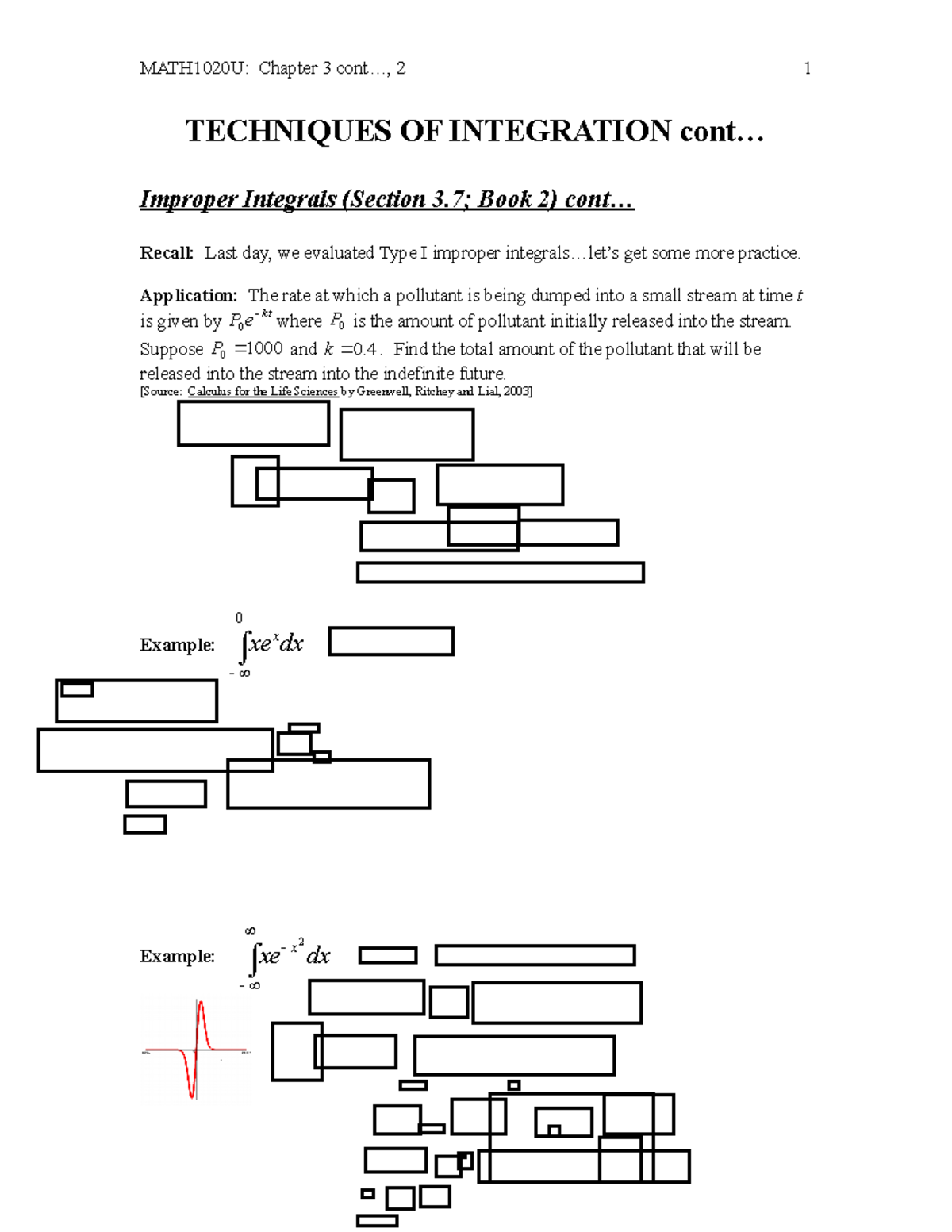 Mod4a improparclengthsurf - TECHNIQUES OF INTEGRATION cont... Improper ...