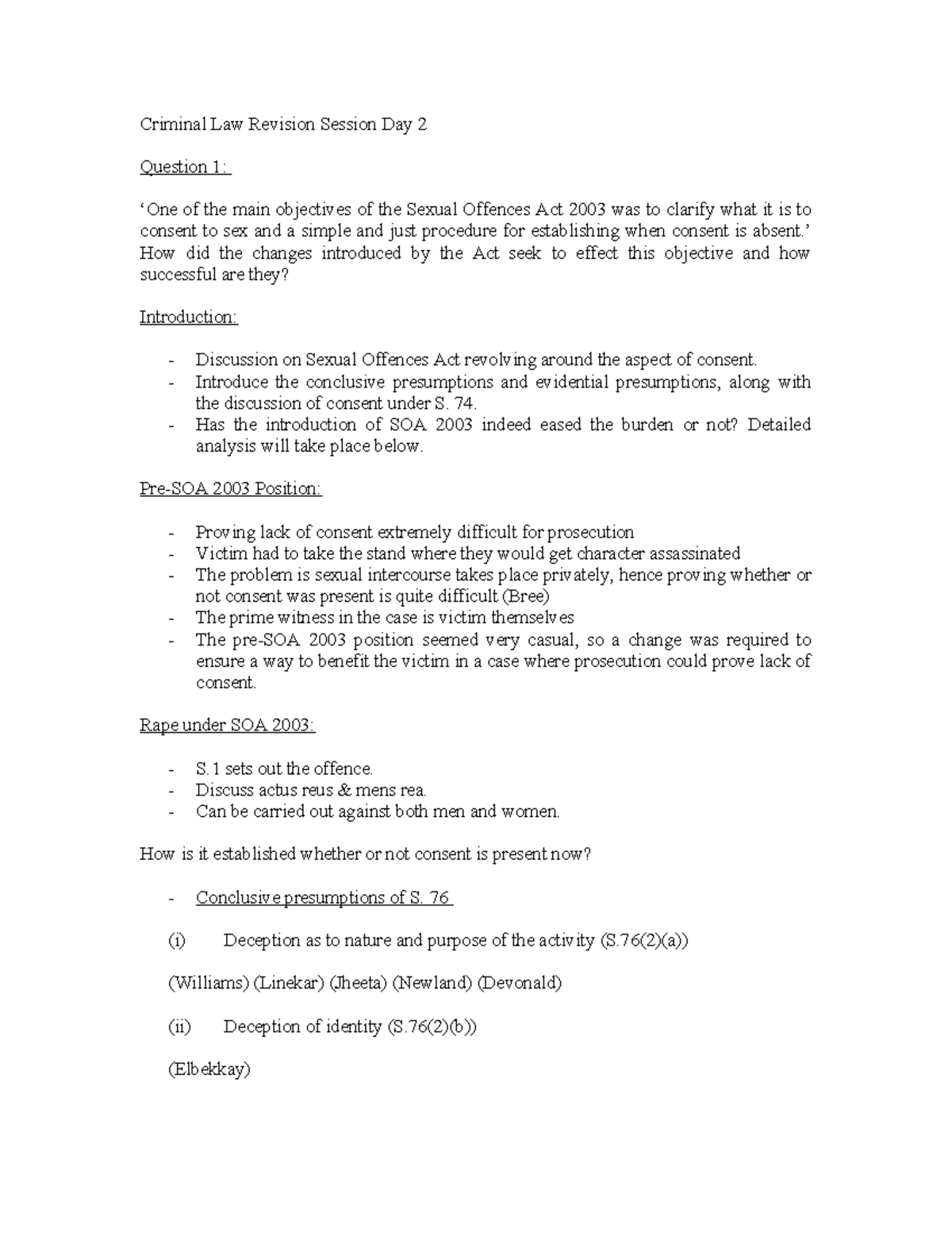 Criminal Law Revision Session Day 2 - ’ How did the changes introduced ...
