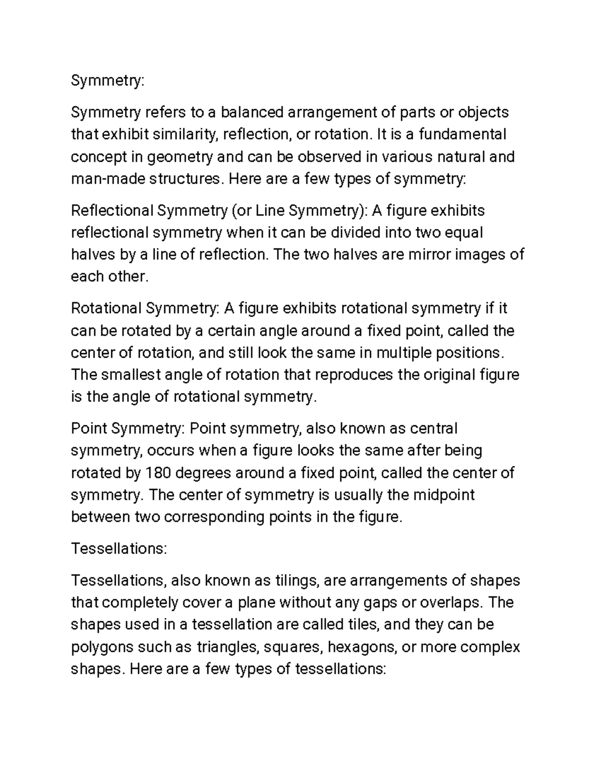 Introduction to Geometry-18 - Symmetry: Symmetry refers to a balanced ...