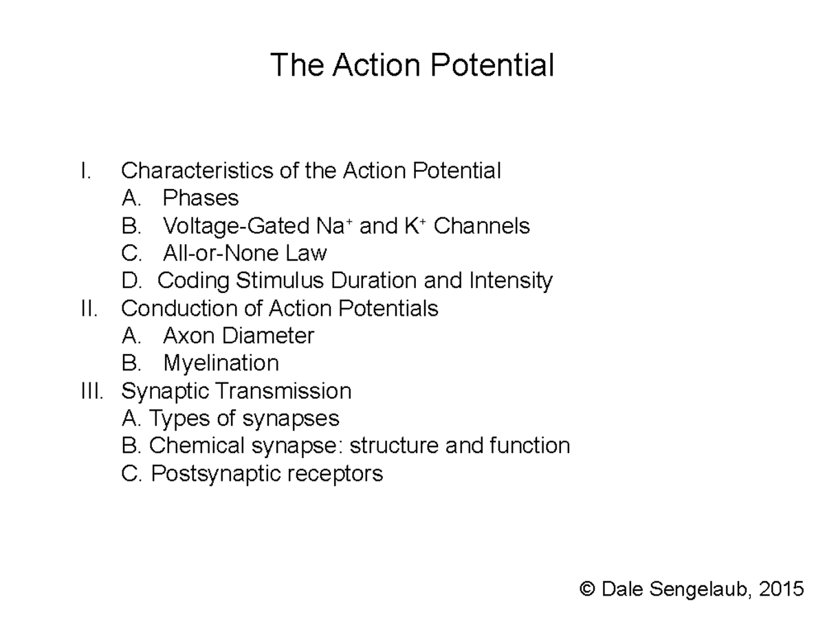 Lecture slides, lecture 1 - Action potential - The Action Potential I ...
