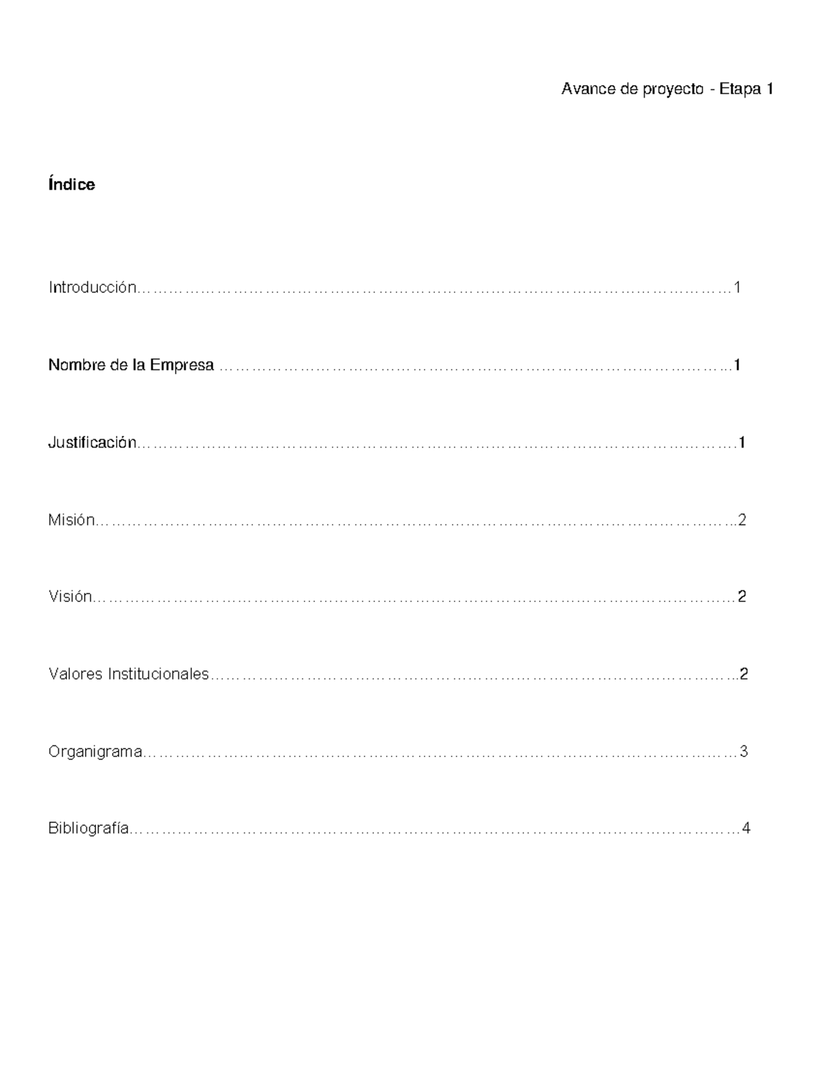 A4 Administracion Contemporanea - Índice Avance de proyecto - Etapa ...