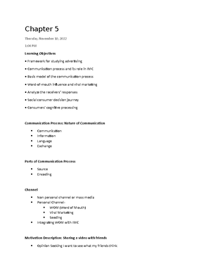 CH4- Integrated Marketing Communications - Chapter 4 Thursday, November ...