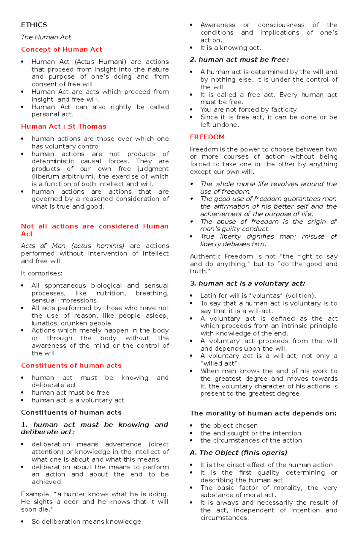 Ethics Reviewer - ETHICS The Human Act Concept of Human Act Human Act ...