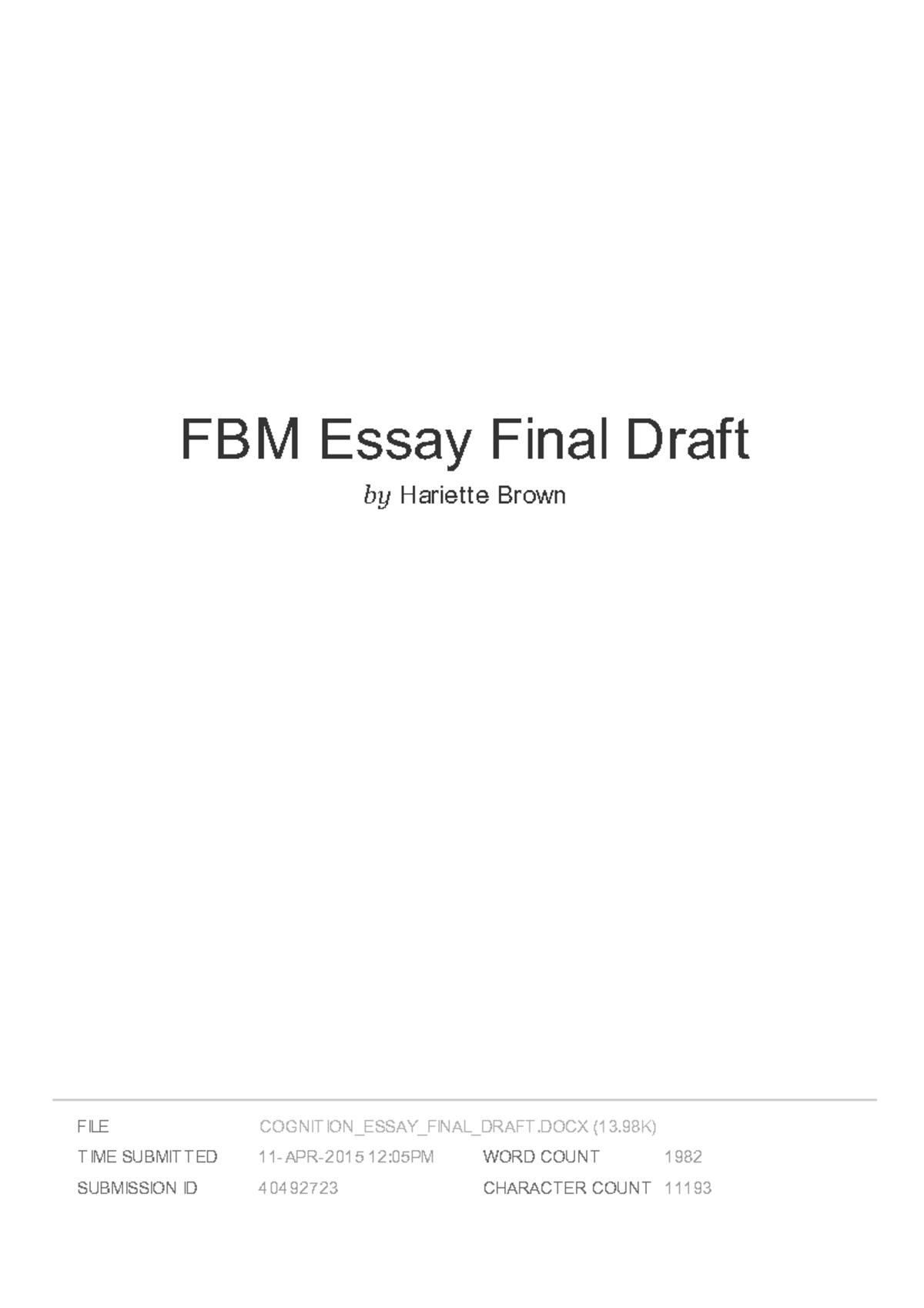 FBM Essay Final Draft - Grade: 63 - FBM Essay Final Draft by Hariette ...