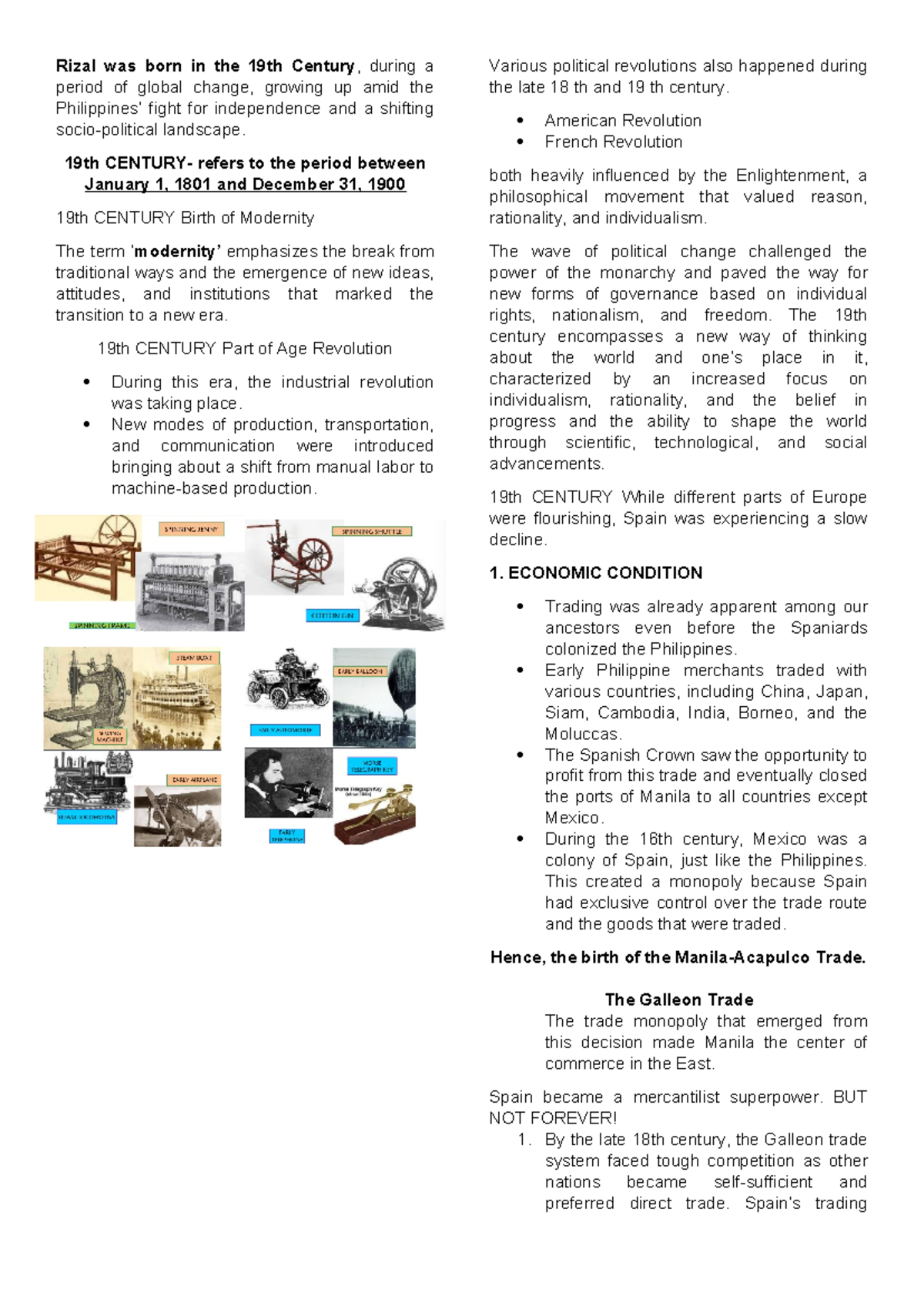 Rizal prelims - Rizal was born in the 19th Century, during a period of ...