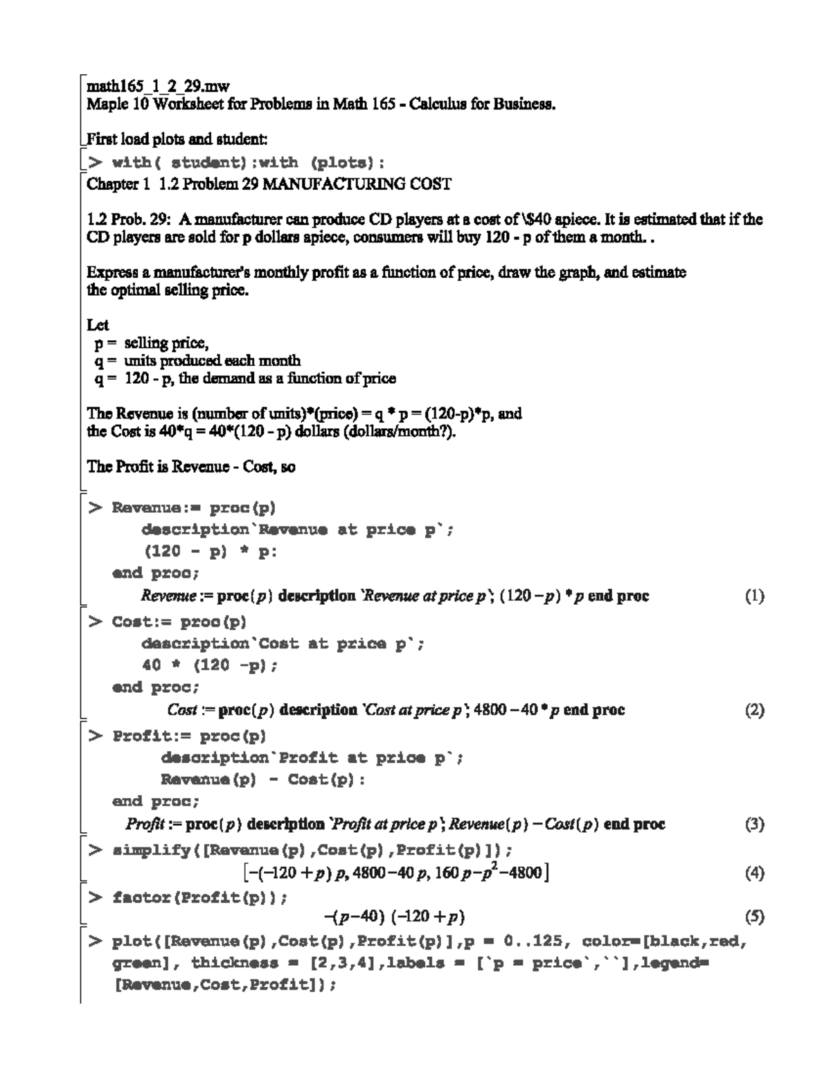 Math165 Maple 10 Worksheet for Problems in Math - :First load plots and ...