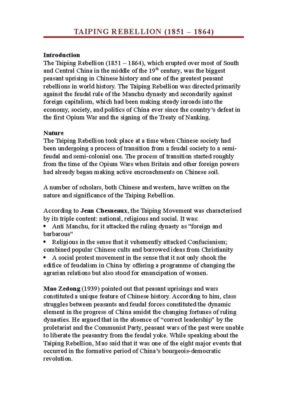 Taiping Rebellion - Hajaj - TAIPING REBELLION (1851 – 1864 ...