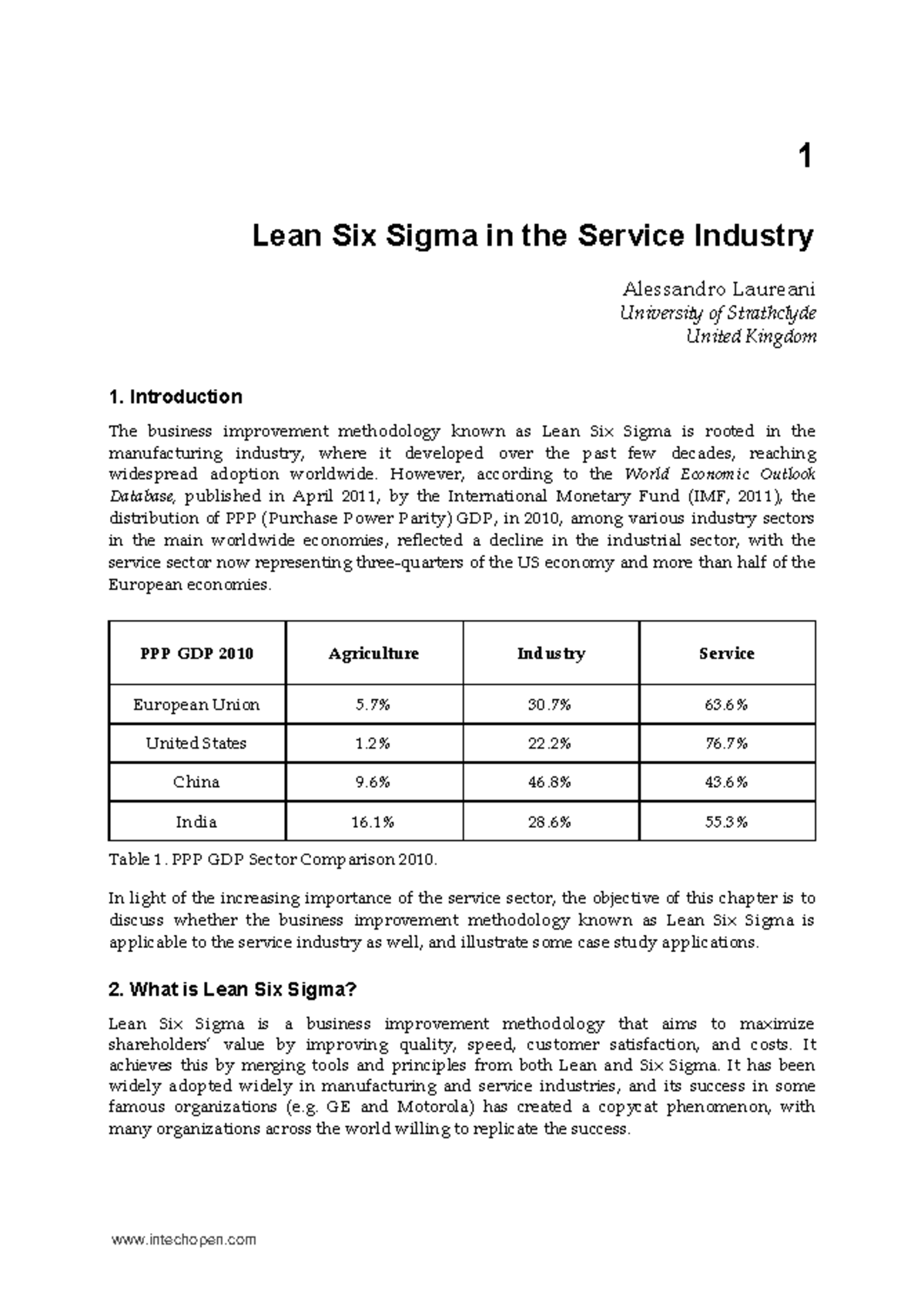 Advanced Topics in Operations Management - Lean Six Sigma in the ...