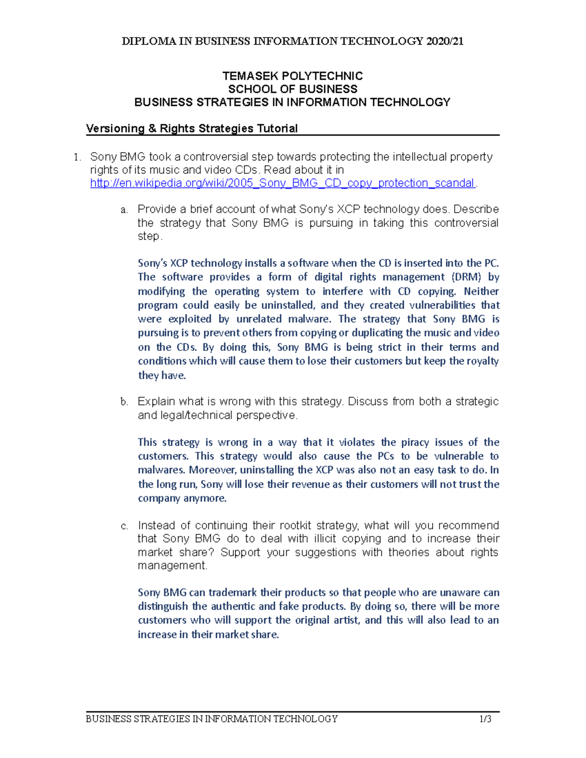 BSIT (Tutorial Week 2) tutorial answer - DIPLOMA IN BUSINESS ...