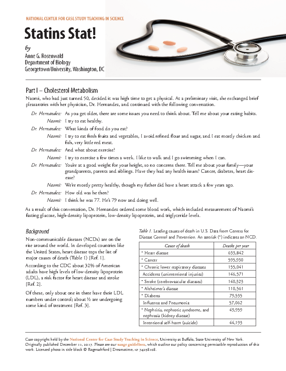 Statins Case Study - Case copyright held by the National Center for ...