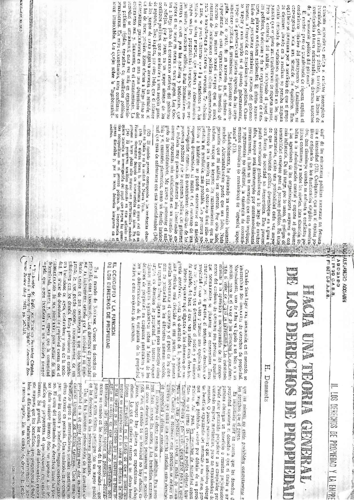 Demsetz, Harold. “Hacia una Teoría General de los Derechos de Propiedad ...