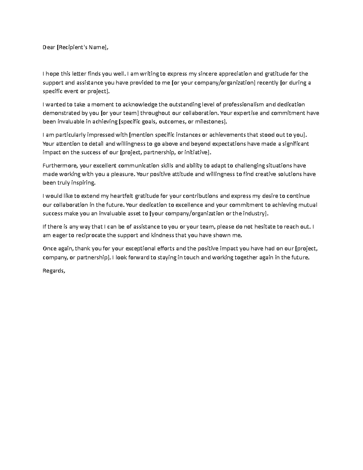 Direct letter - Dear [Recipient's Name], I hope this letter finds you ...