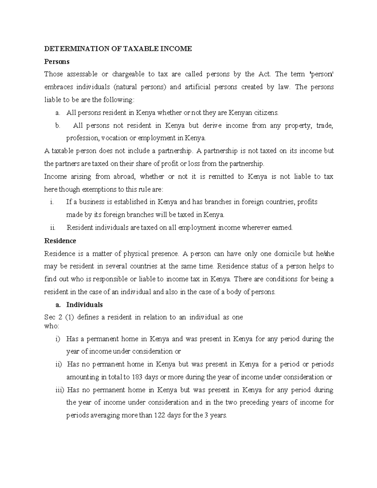 Taxation- Topic 3 - DETERMINATION OF TAXABLE INCOME Persons Those ...
