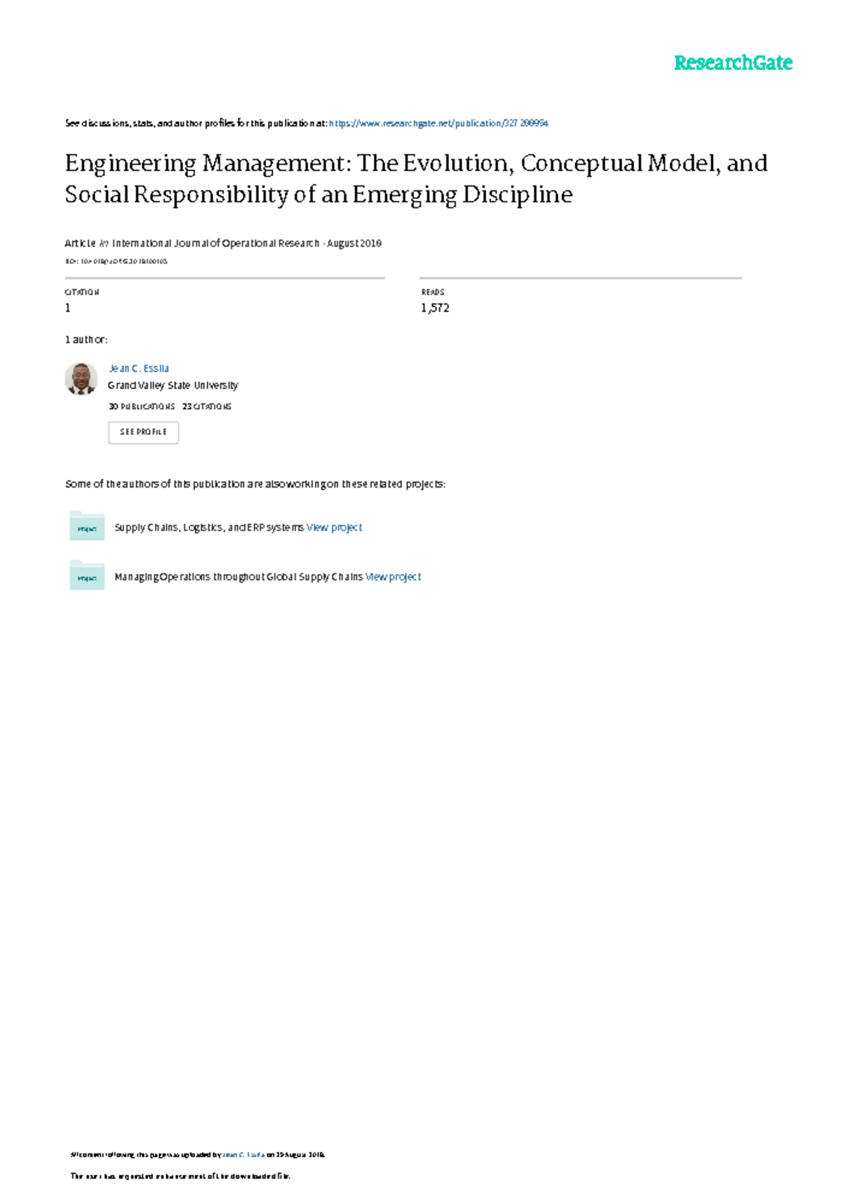 Engineering Management The Evolution Conceptual Modeland Social ...