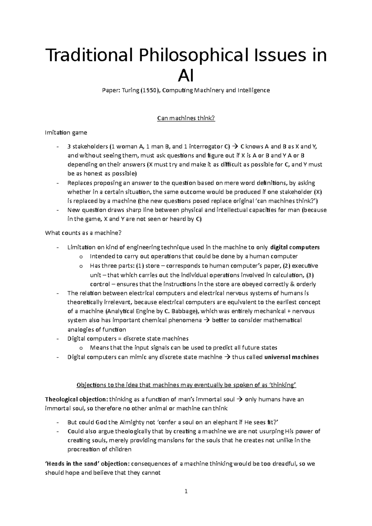 4 - Traditional Philosophical Issues in AI - Traditional Philosophical ...