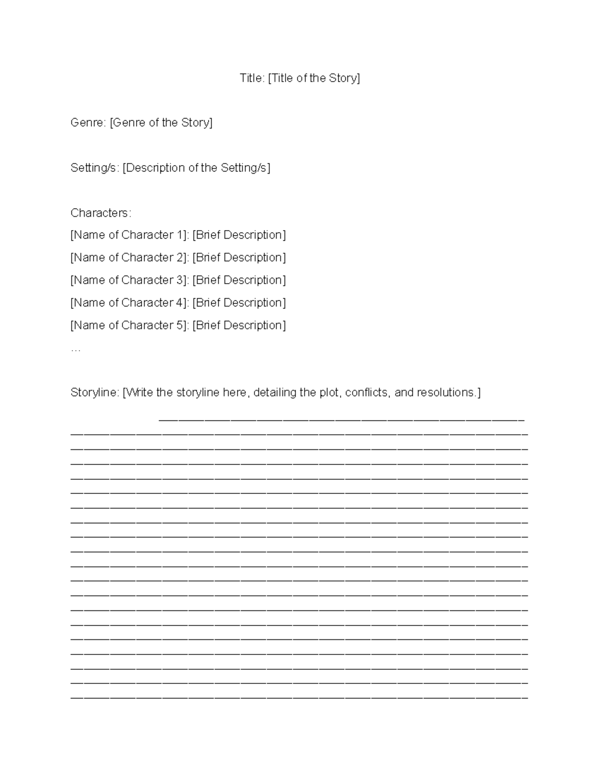 Format for storyline - lecture - Title: [Title of the Story] Genre ...