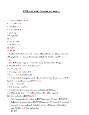 Hesi math v1 v2 questions and answers - HESI Math V1-V2 Questions and ...