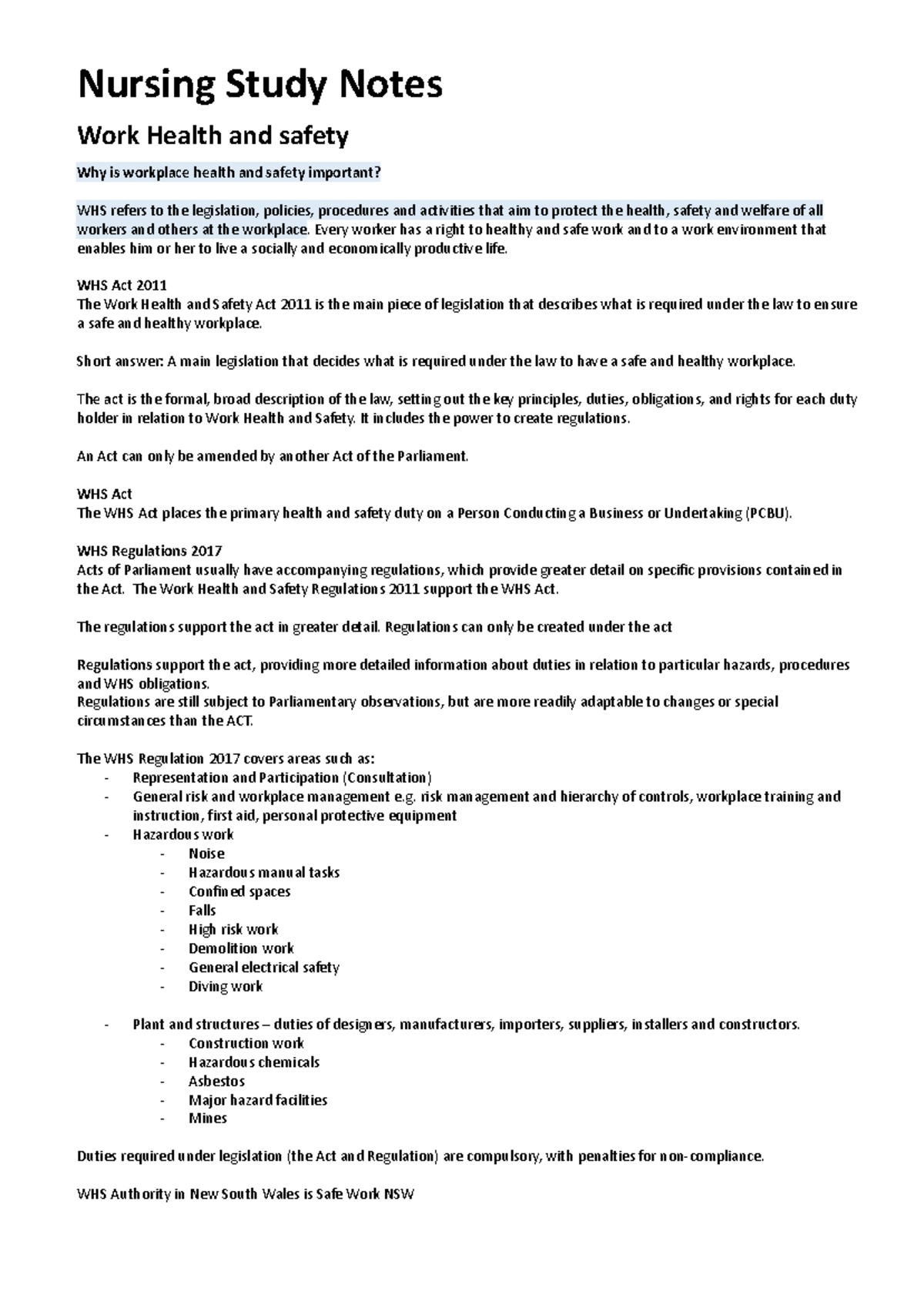 Human services (nursing) HSC and trial notes - Nursing Study Notes Work ...