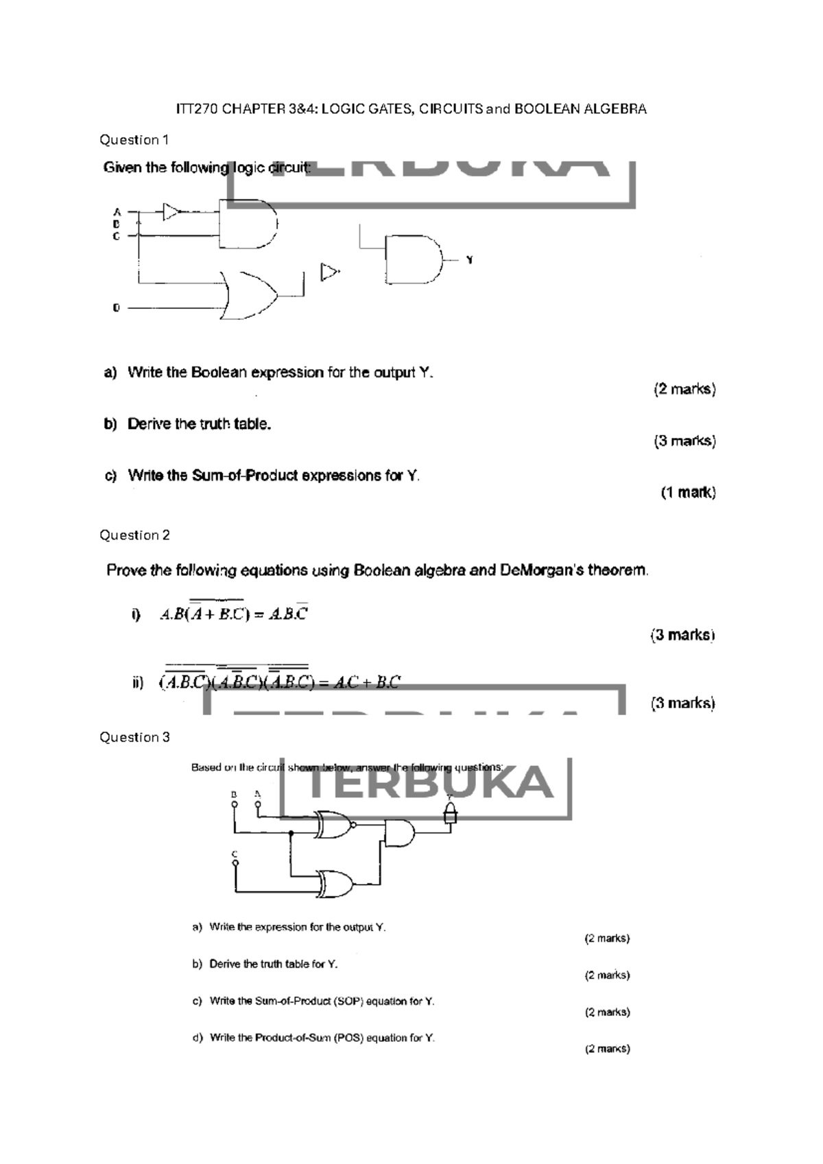 ITT270 Chapter 3&4 Exercise - Digital Electronics - ITT270 CHAPTER 3 ...