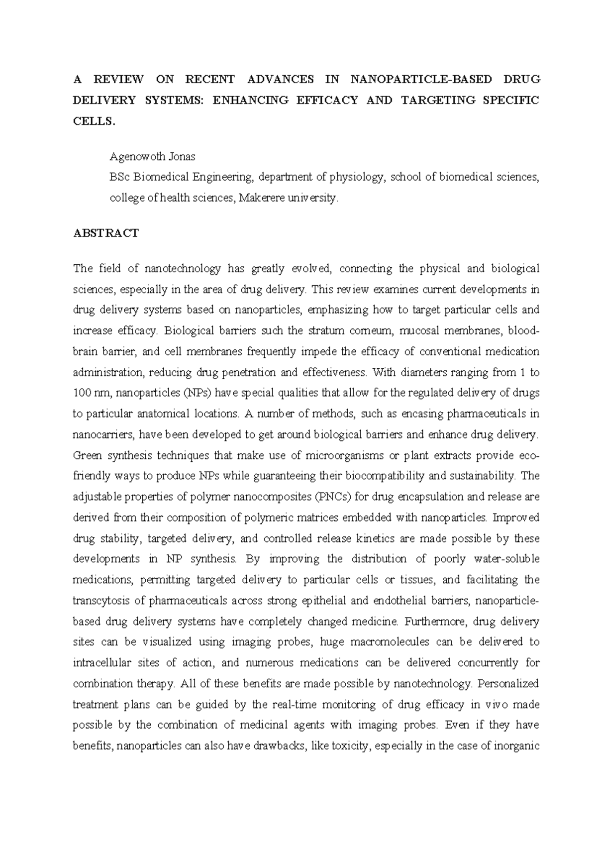 Review paper Final to be presented - A REVIEW ON RECENT ADVANCES IN ...