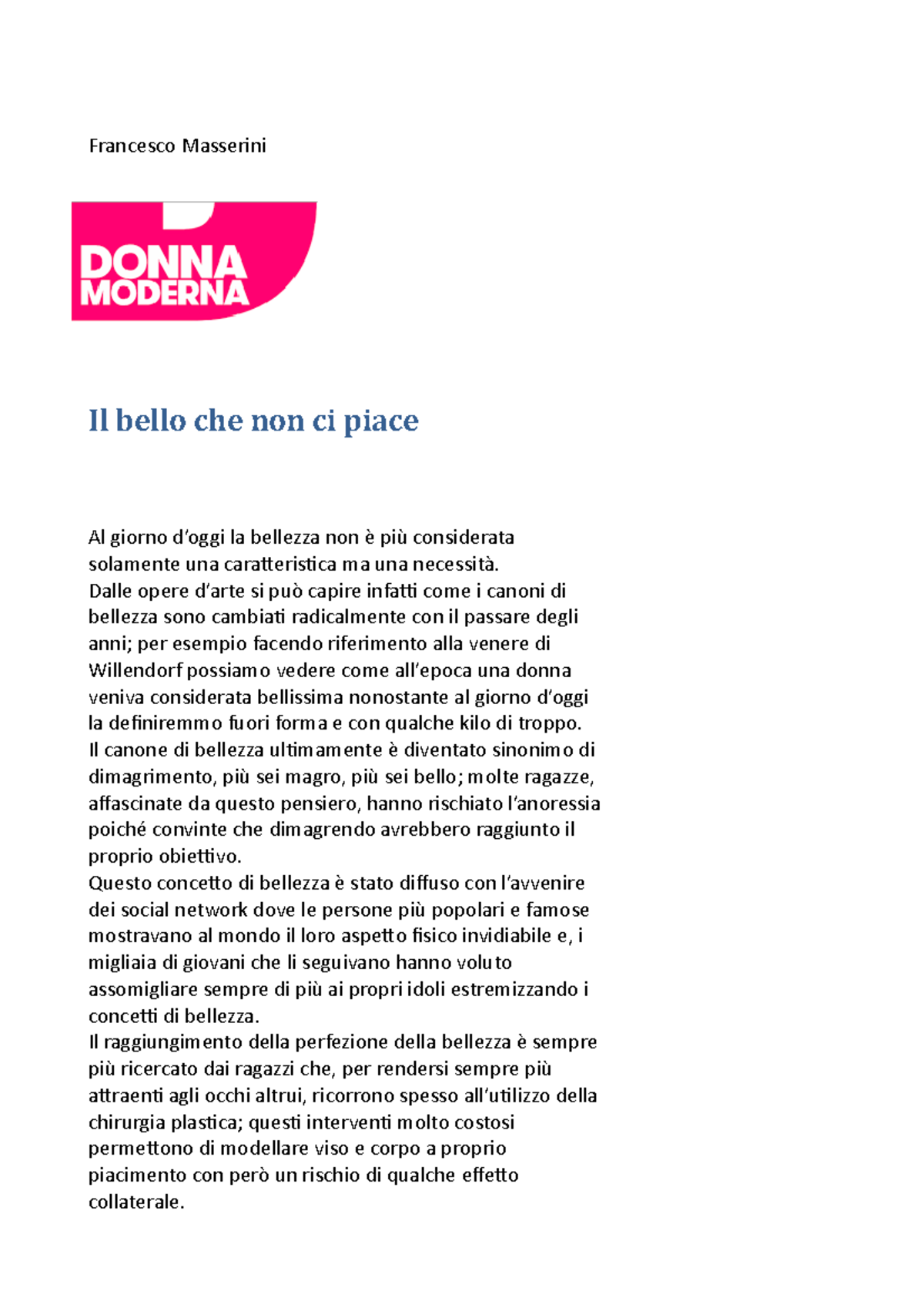 Bellezza Interiore E Bellezza Esteriore