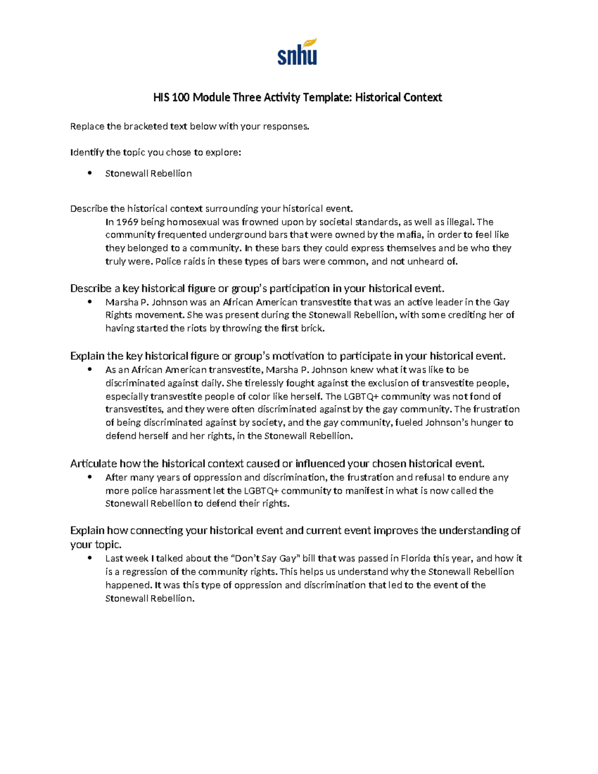 HIS 100, 3-1 - HIS 100, 3-1 - HIS 100 Module Three Activity Template ...