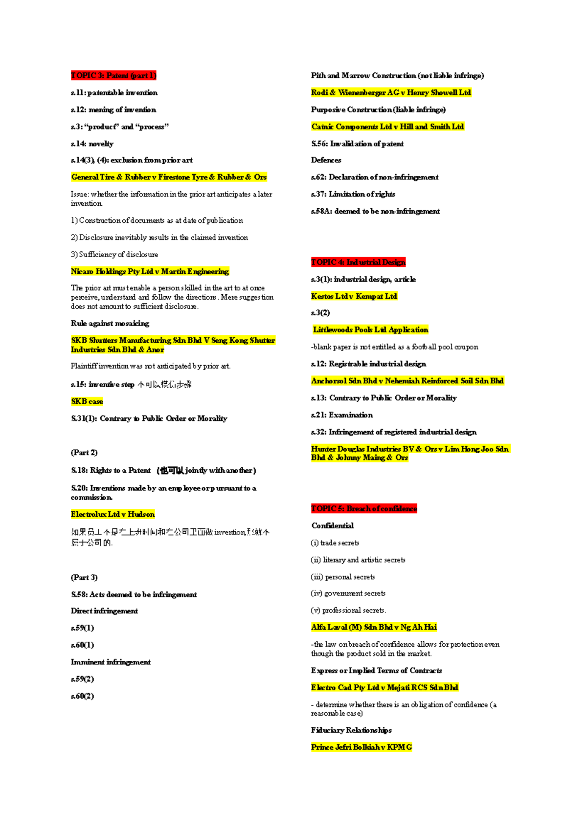 Consumer Notes (exam) - TOPIC 3: Patent (part 1) s: patentable ...