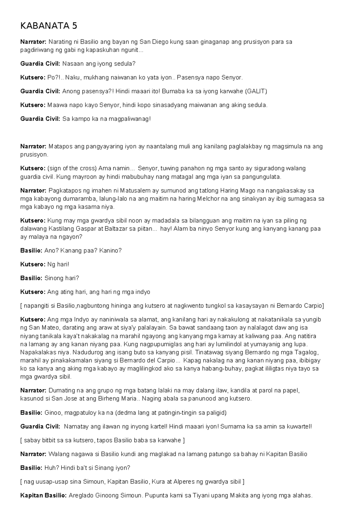 447875320 El Filibusterismo Script Kabanata 5 at 6 - KABANATA 5 ...