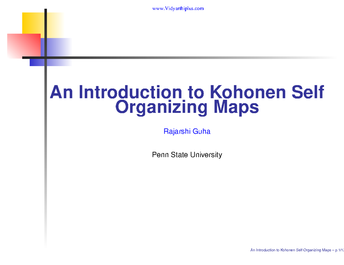 Som - Lecture notes - An Introduction to Kohonen Self Organizing Maps ...