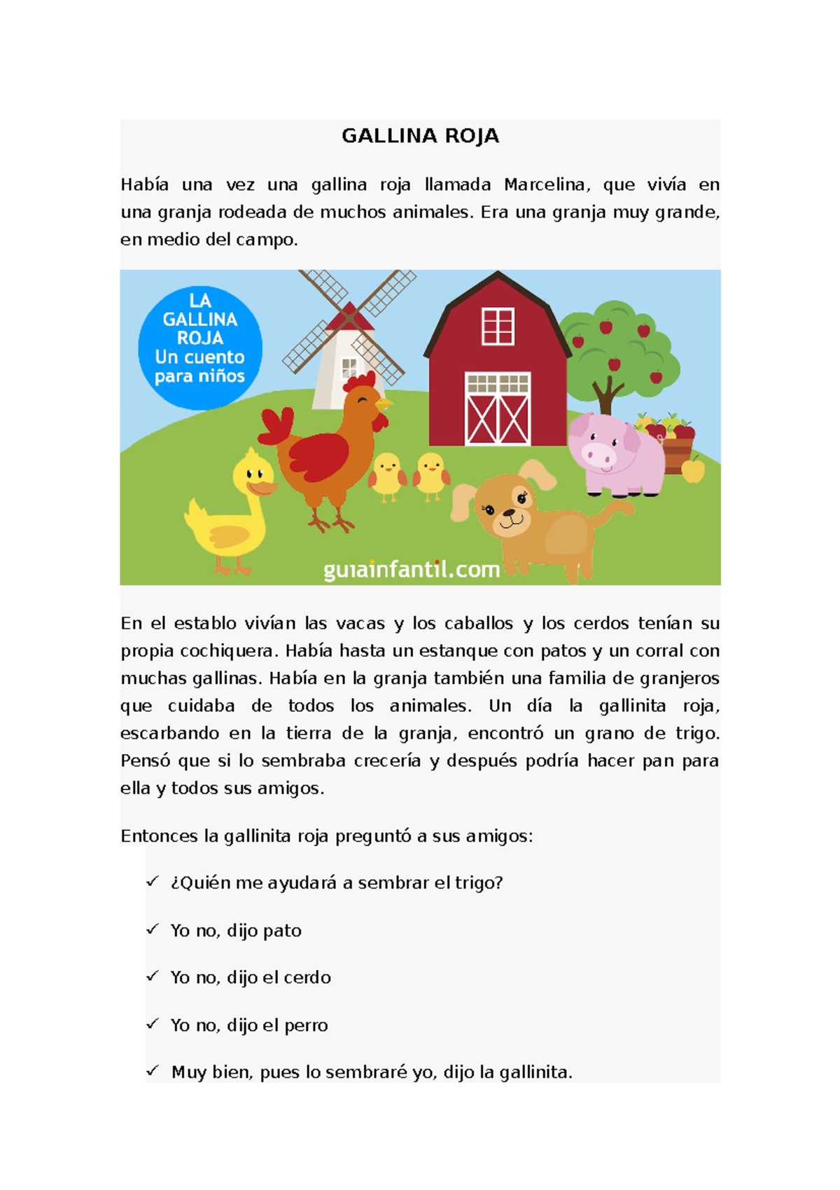 LA Gallina ROJA - hjvkgcyh cgfchgnv - GALLINA ROJA Había una vez una ...