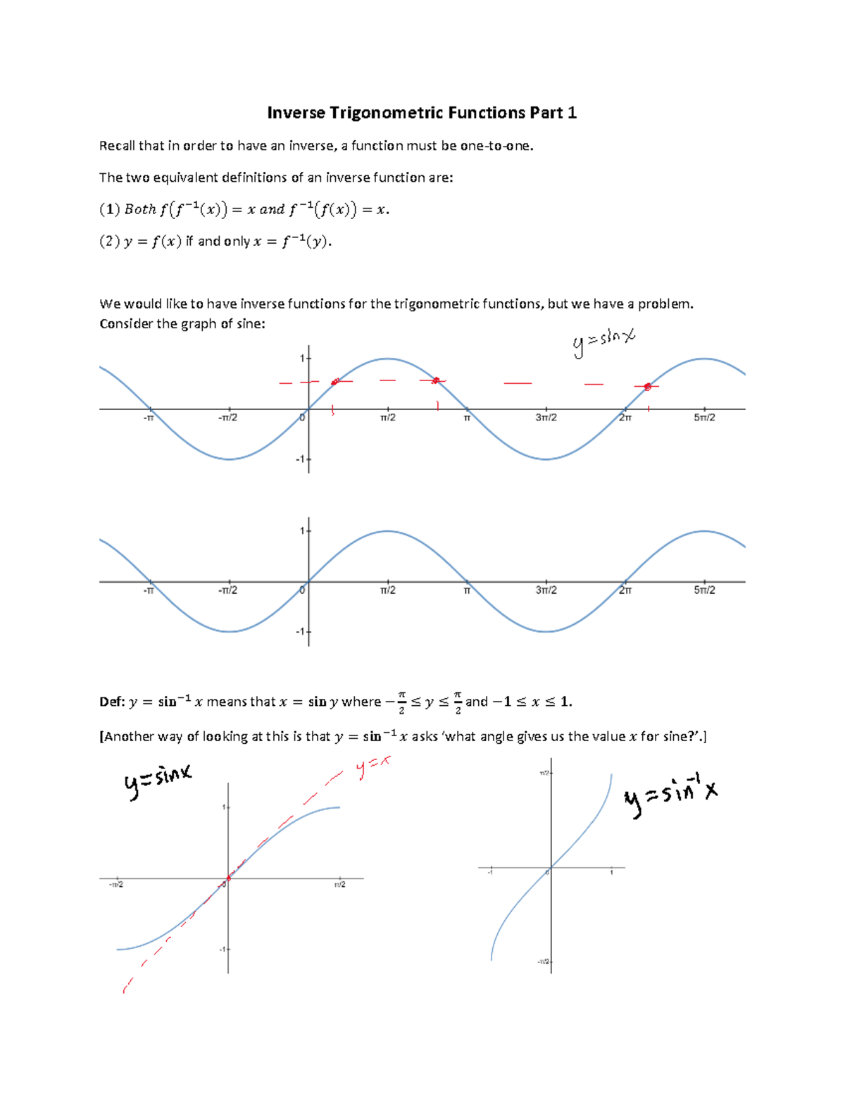 4 6 Inverse Trigonometric Functions Part 1 The Two Equivalent