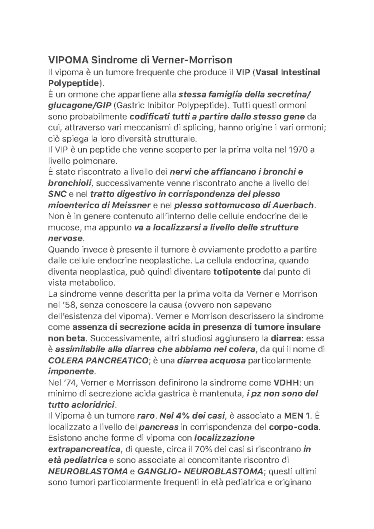 Vipoma Sindrome di Verner-Morrison - VIPOMA Sindrome di Verner-Morrison ...