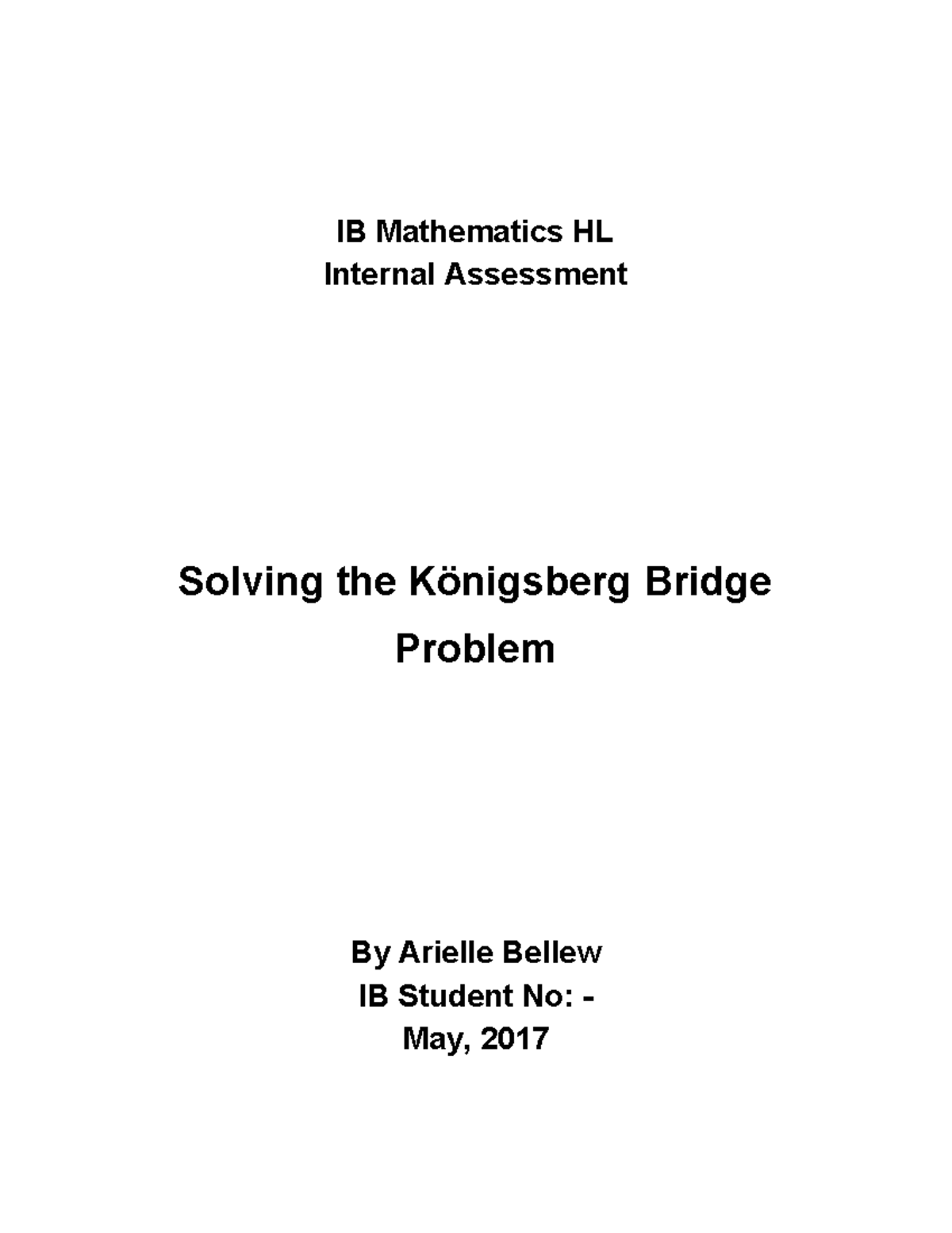 Bellew - Konigsberg bridge problem - IB Mathematics HL Internal ...