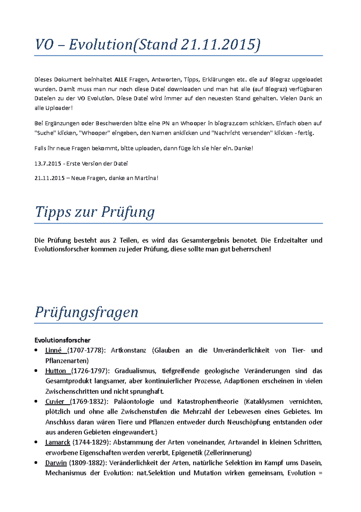 VO Evolution Zusammenfassung aller Dateien - VO – Evolution(Stand 21.11 ...