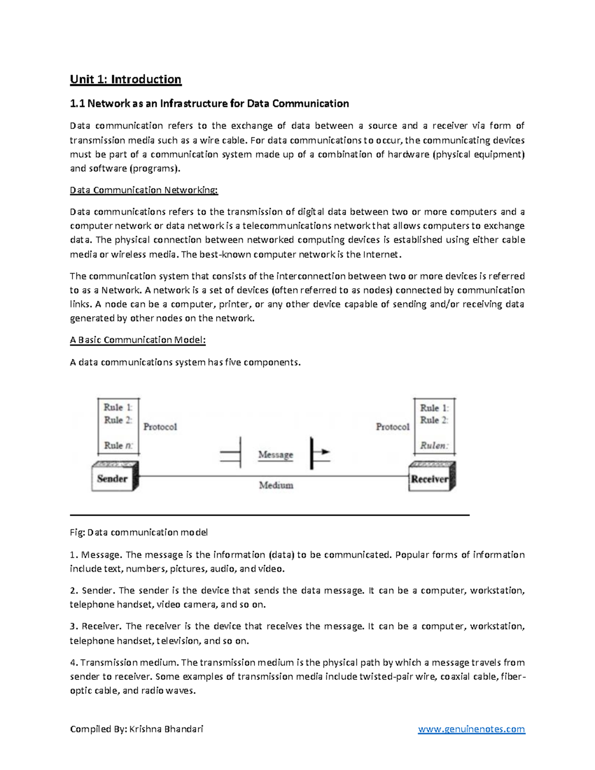 Unit 1 Introduction Lecture Notes 2 Unit 1 Introduction 1 Network