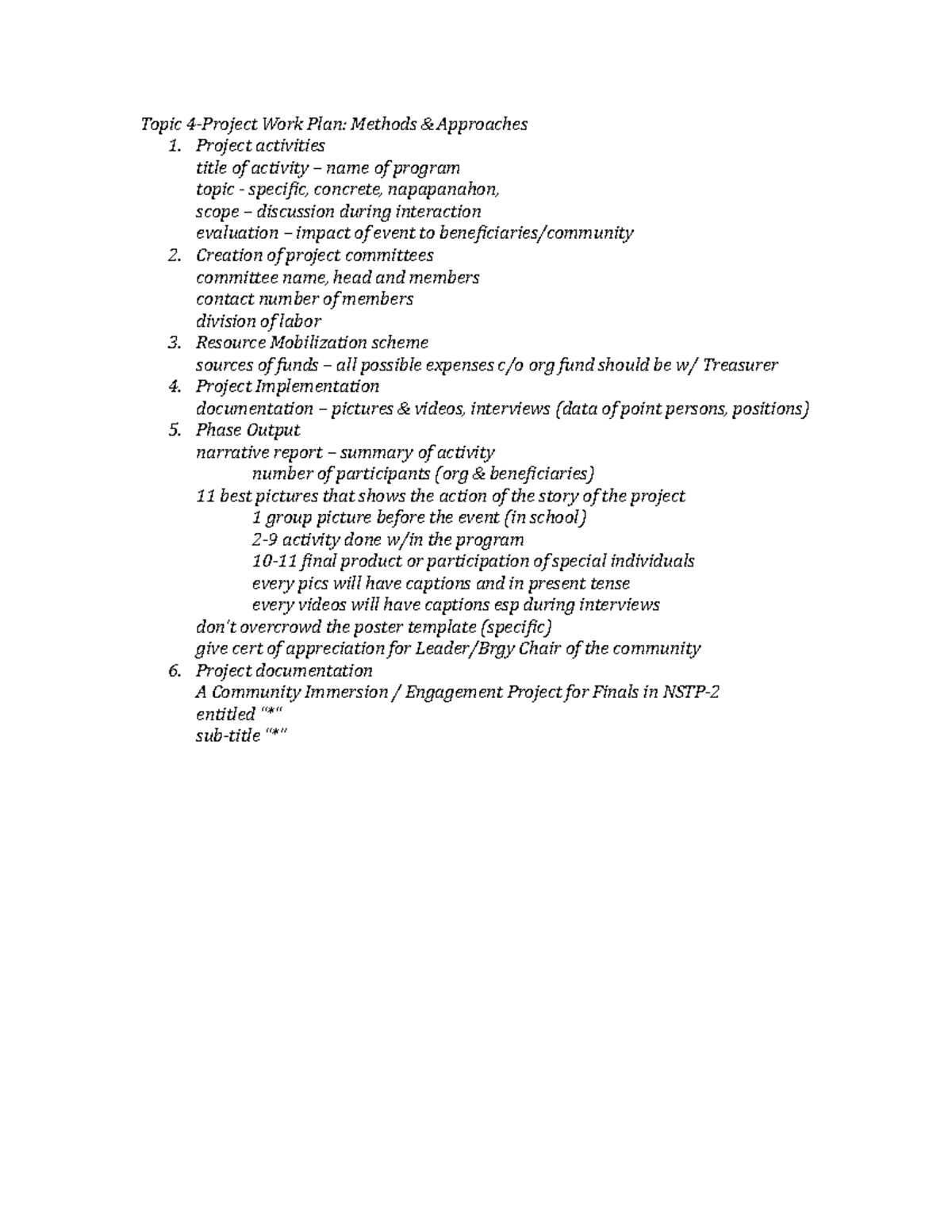 Topic-4-Project-Work-Plan - Topic 4-Project Work Plan: Methods ...