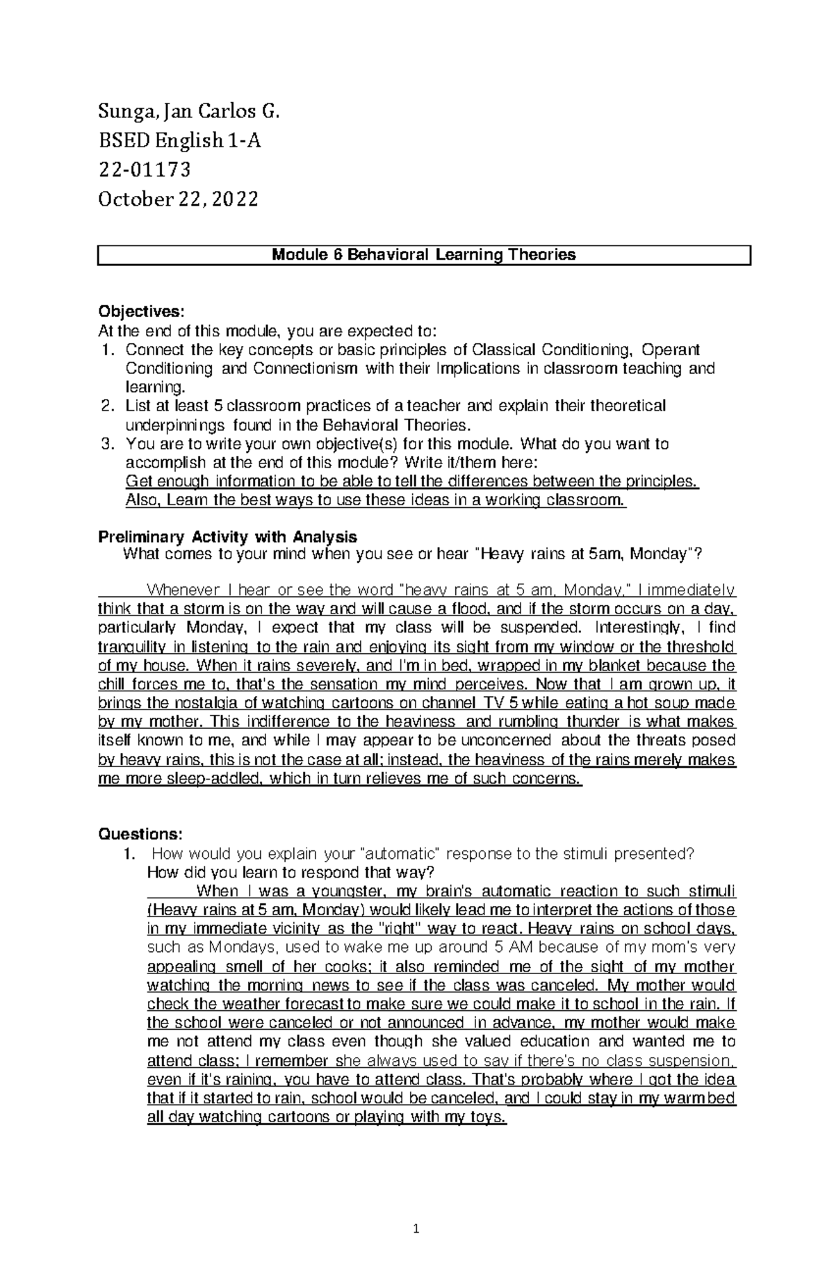 JAN Carlos Sunga - ED 101 Module 6 Behavioral Learning Theories - Sunga ...