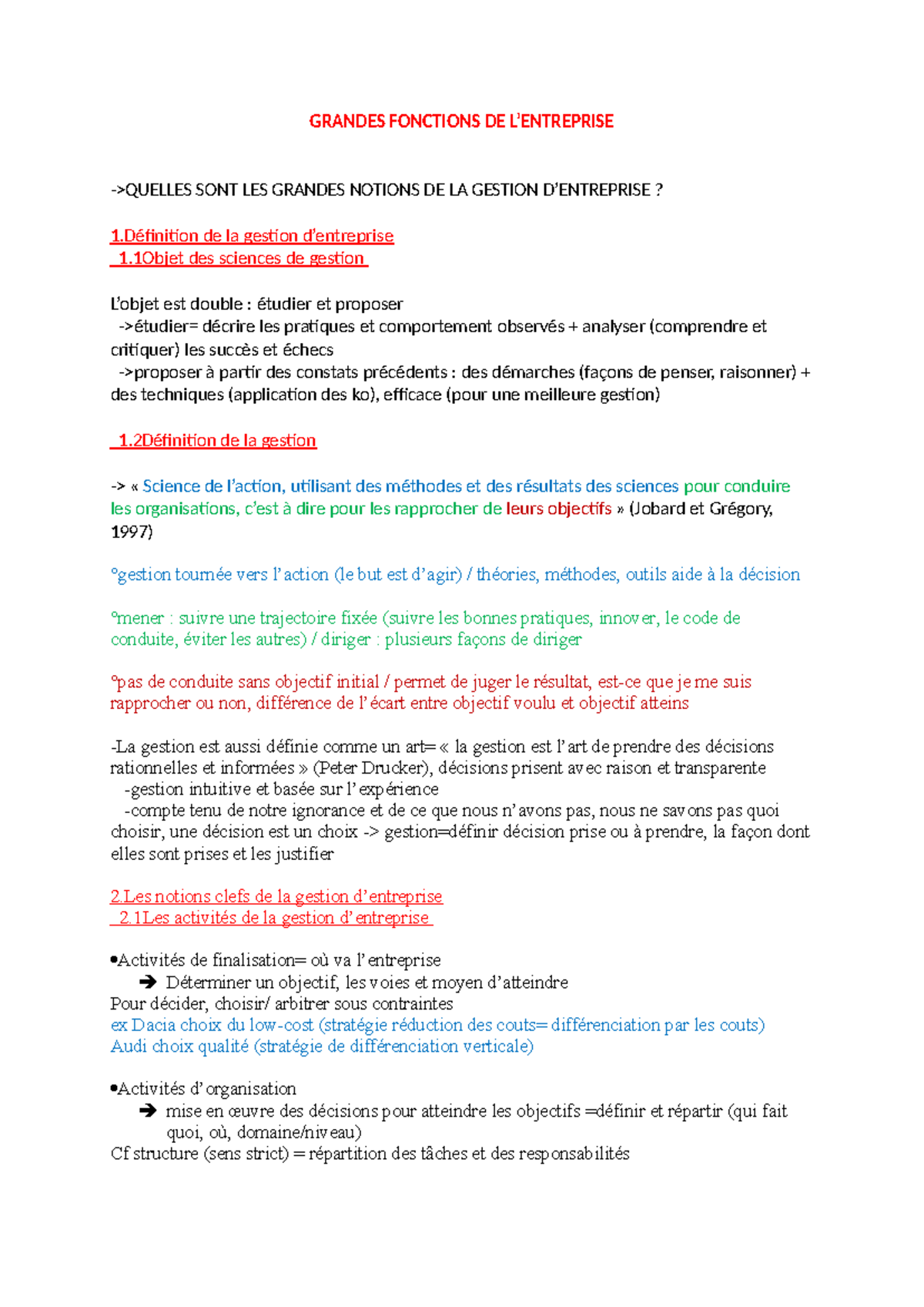 GFE Introduction - GRANDES FONCTIONS DE L’ENTREPRISE ->QUELLES SONT LES GRANDES NOTIONS DE LA ...