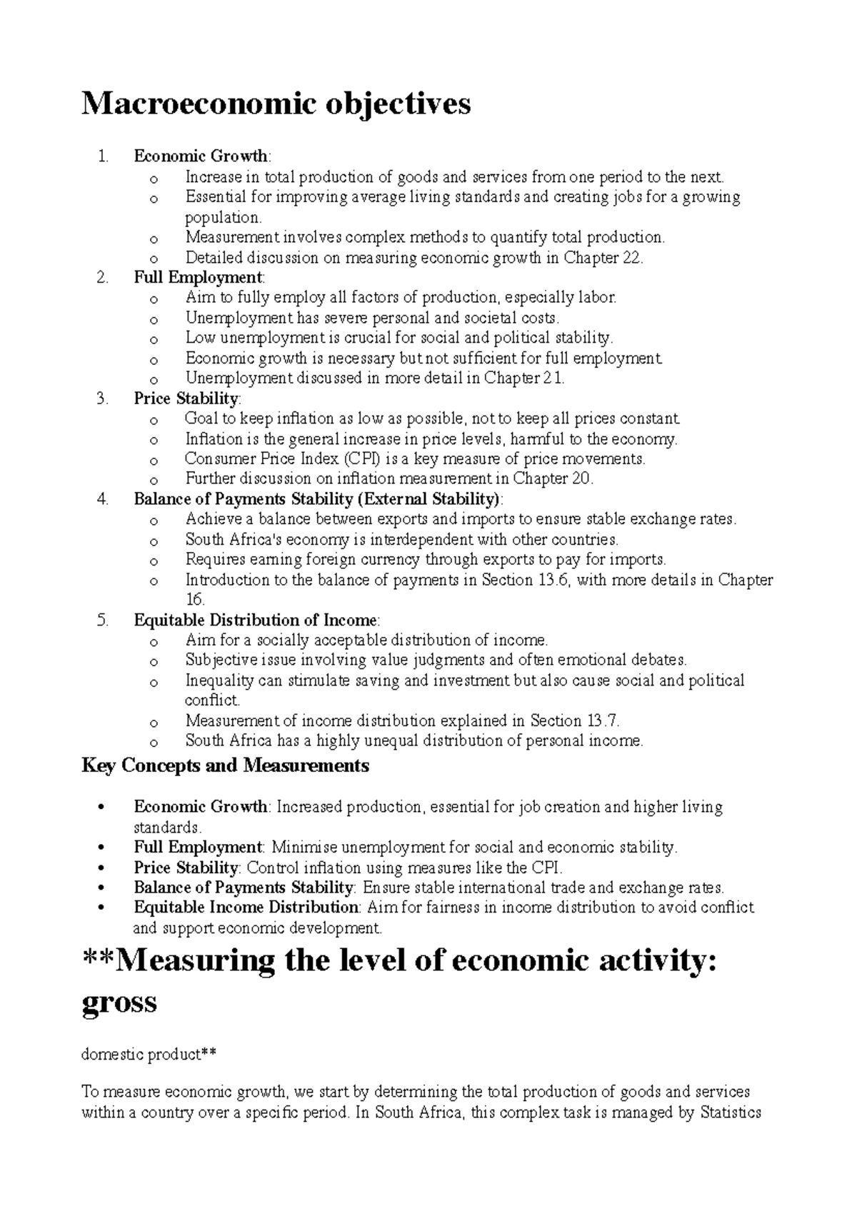 Chapter 13 - Philip Mohr - Macroeconomic objectives Economic Growth ...