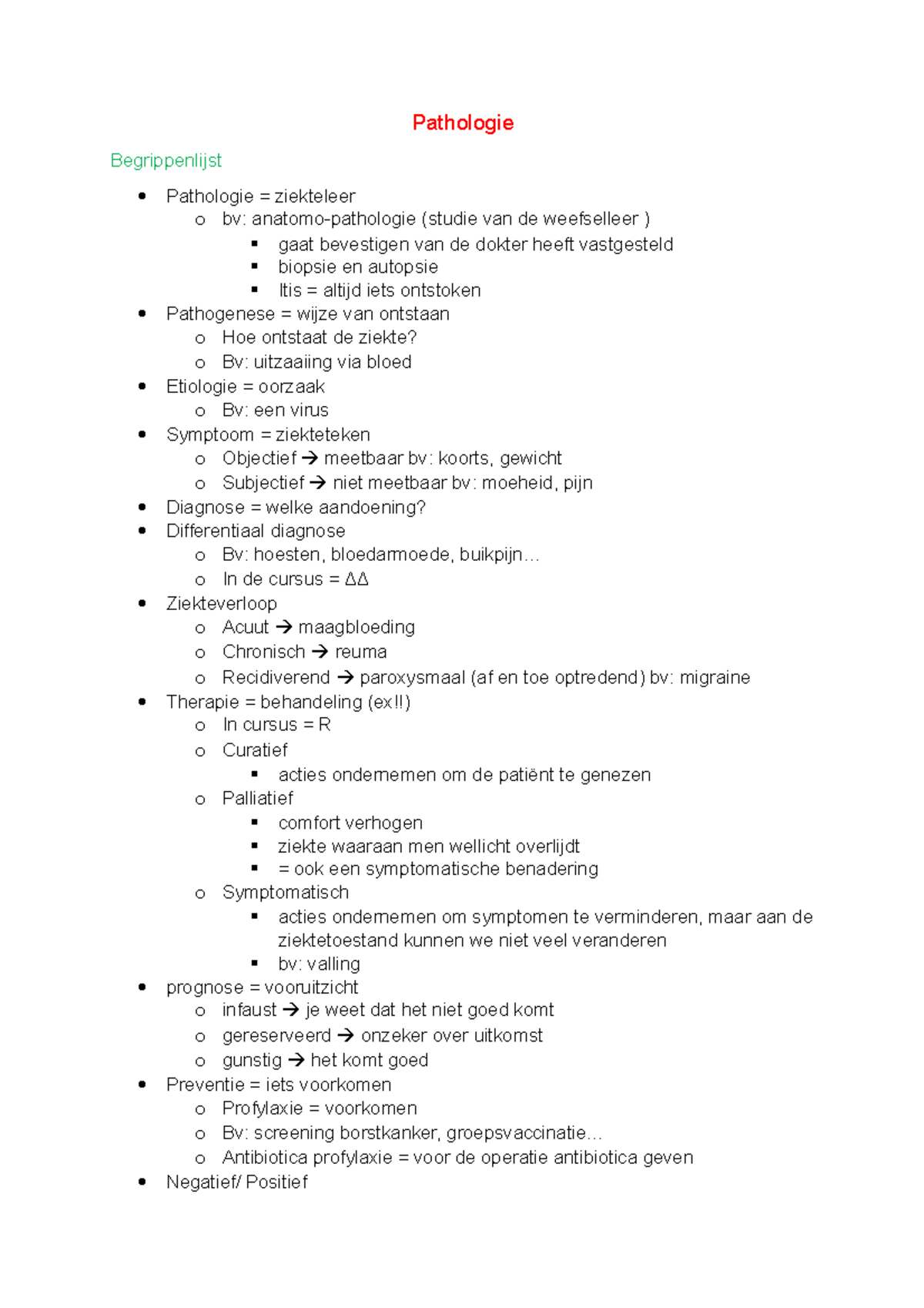 Pathologie - .. o In de cursus = ΔΔ Ziekteverloop o Acuut maagbloeding ...