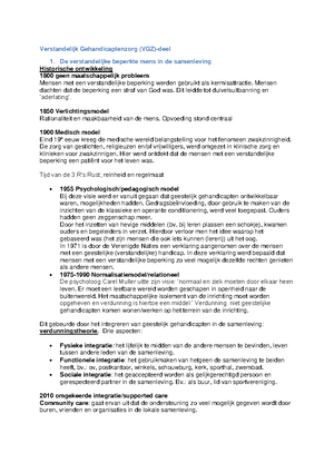 Samenvatting Verpleegkunde 2: VGZ en GGZ: compleet rn - Verstandelijk ...