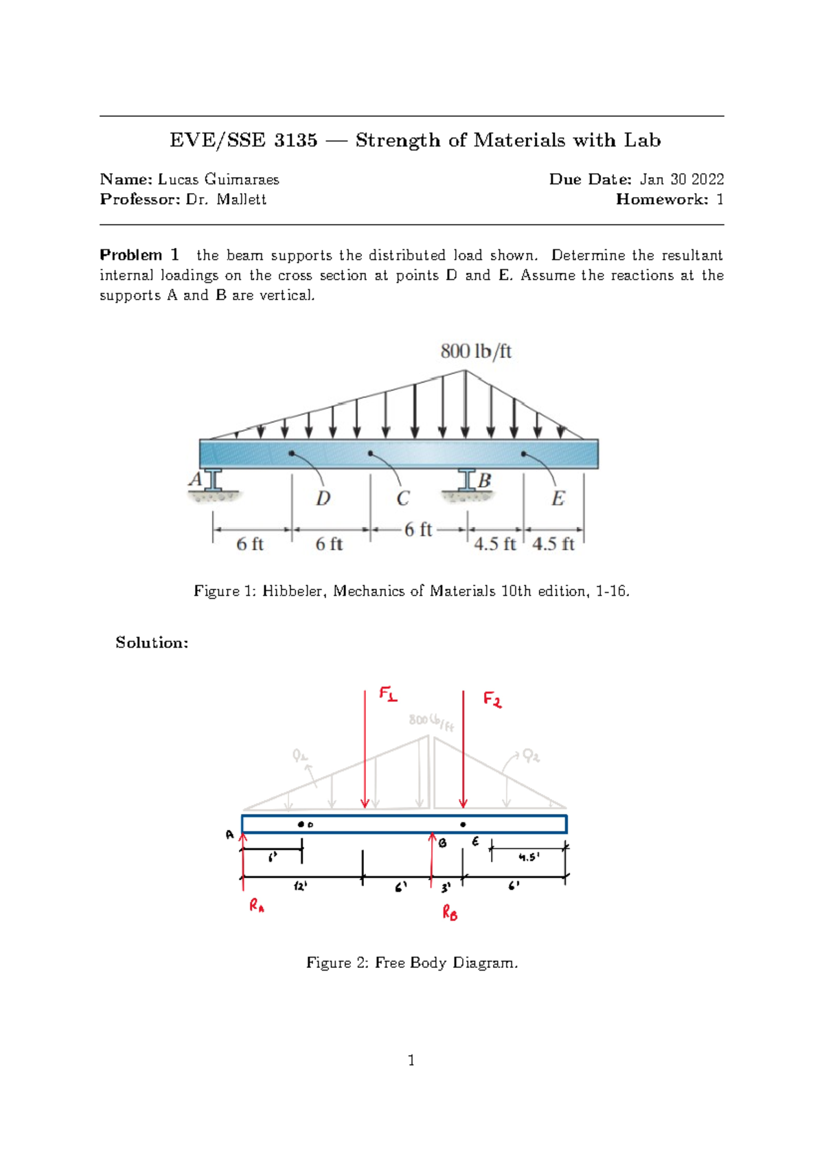 Homework#1 - Hw - EVE/SSE 3135 — Strength of Materials with Lab Name ...