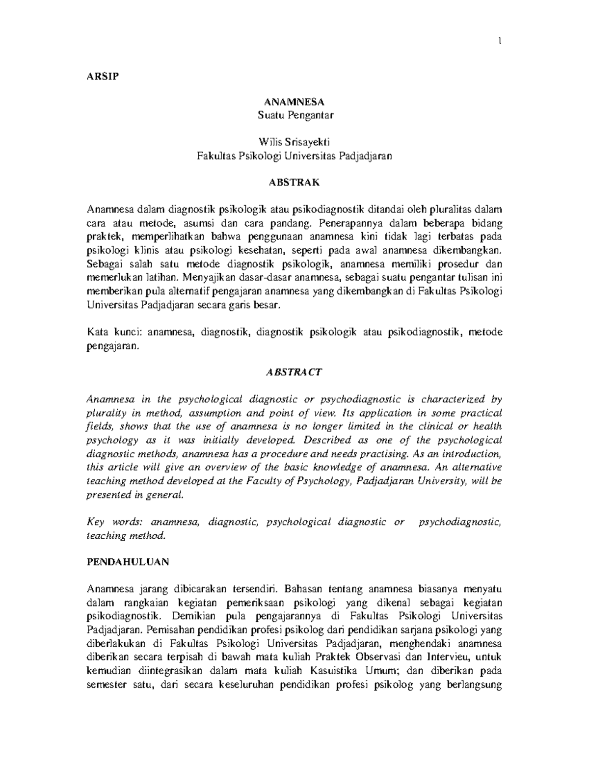 Pustaka unpad anamnesa - ARSIP ANAMNESA Suatu Pengantar Wilis ...