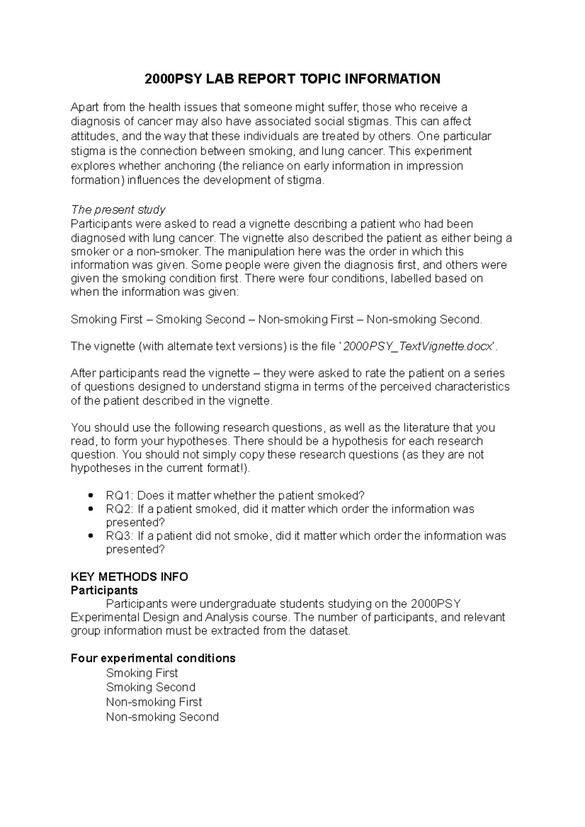Final - 2000 PSY Lab Report Information Sheet 2021 - 2000PSY LAB REPORT ...